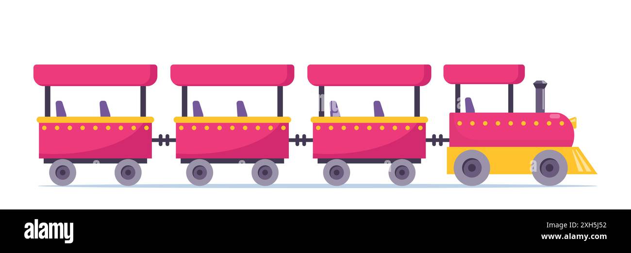 Child train carousel, amusement park attraction for kids. Vector ...