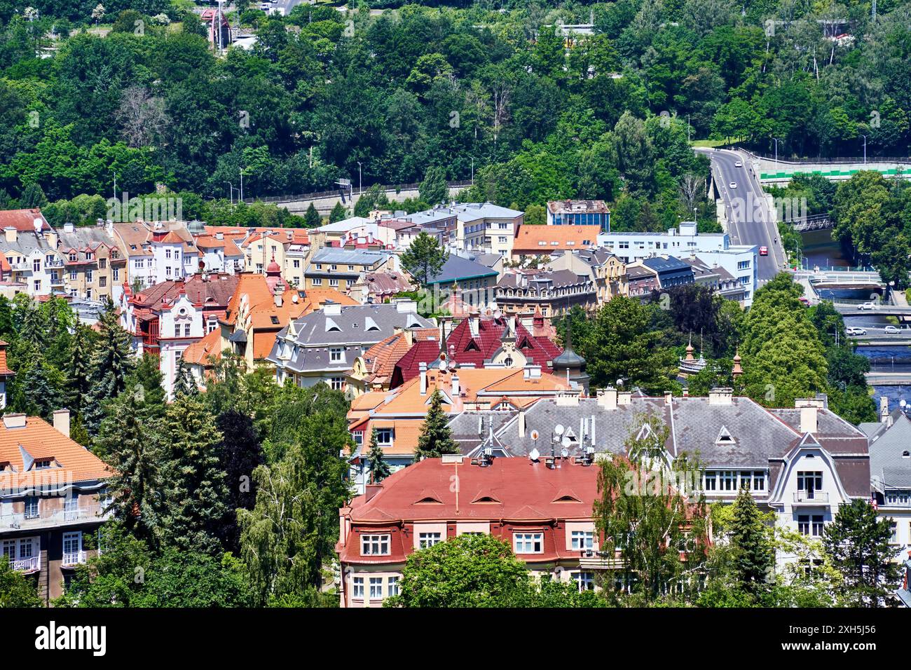Aerial view of a Czech small town with neoclassical buildings Stock ...