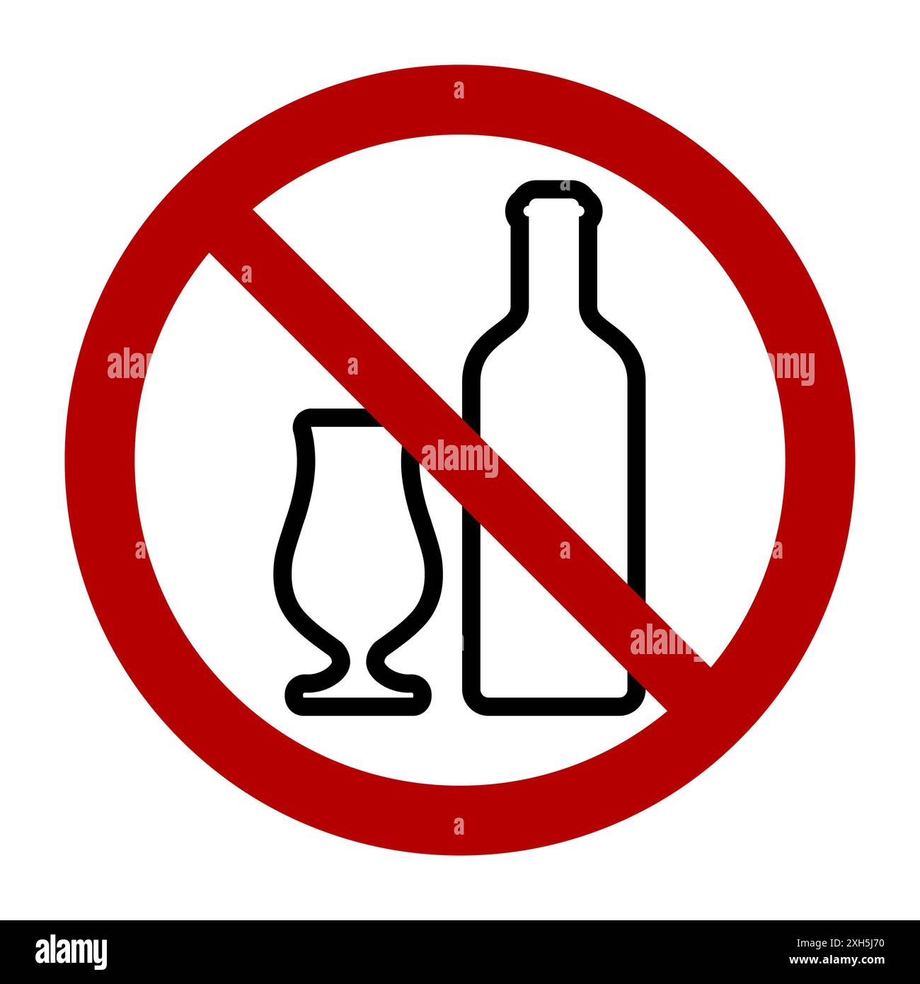 No alcohol drink symbol, prohibition sign, line icon. Flat illustration ...
