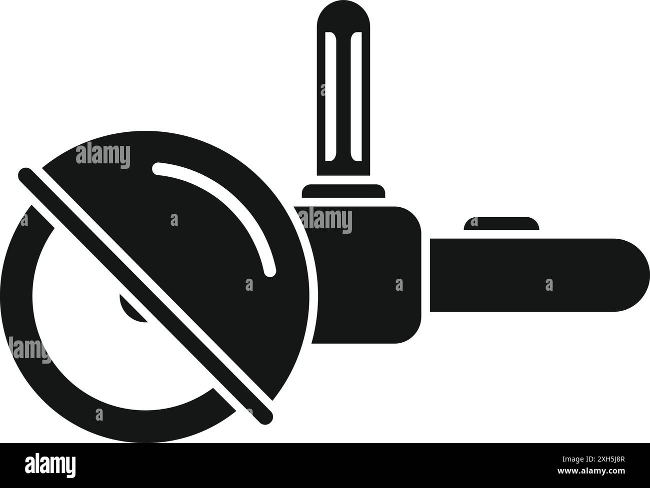Black icon of an angle grinder showing the cutting disc with motion ...