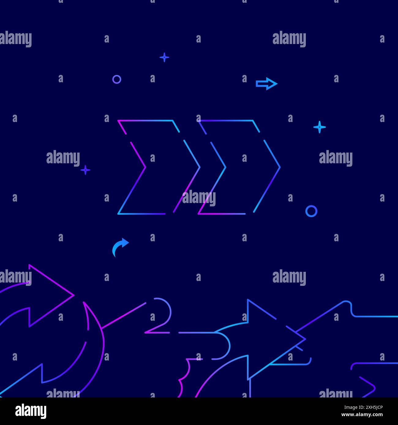 Fast forward double right arrow, speed, detour gradient line icon ...