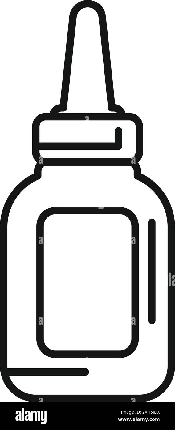Line drawing of a medical nasal spray bottle, used for relieving nasal ...