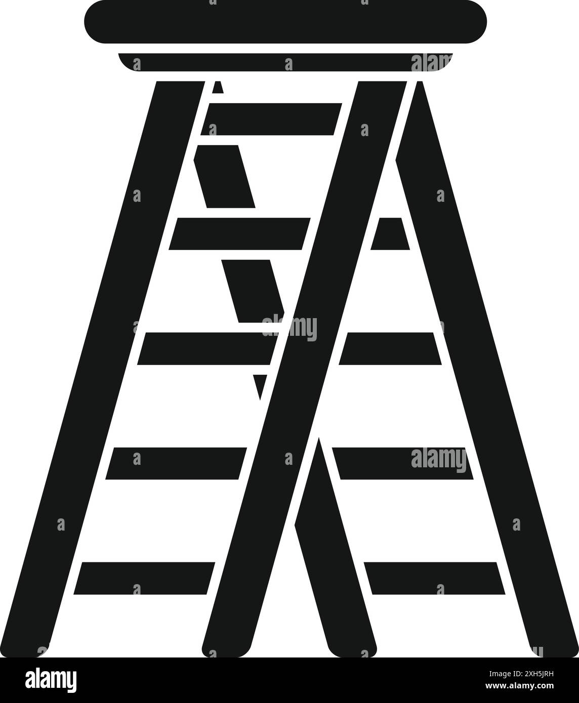Simple icon of a step ladder standing with platform for working at ...