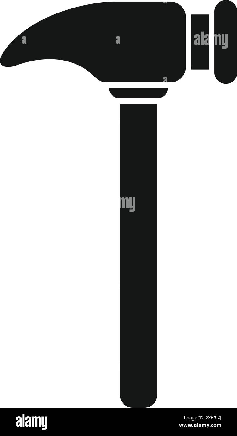 Silhouette icon of a blacksmith hammer standing with wooden handle ...