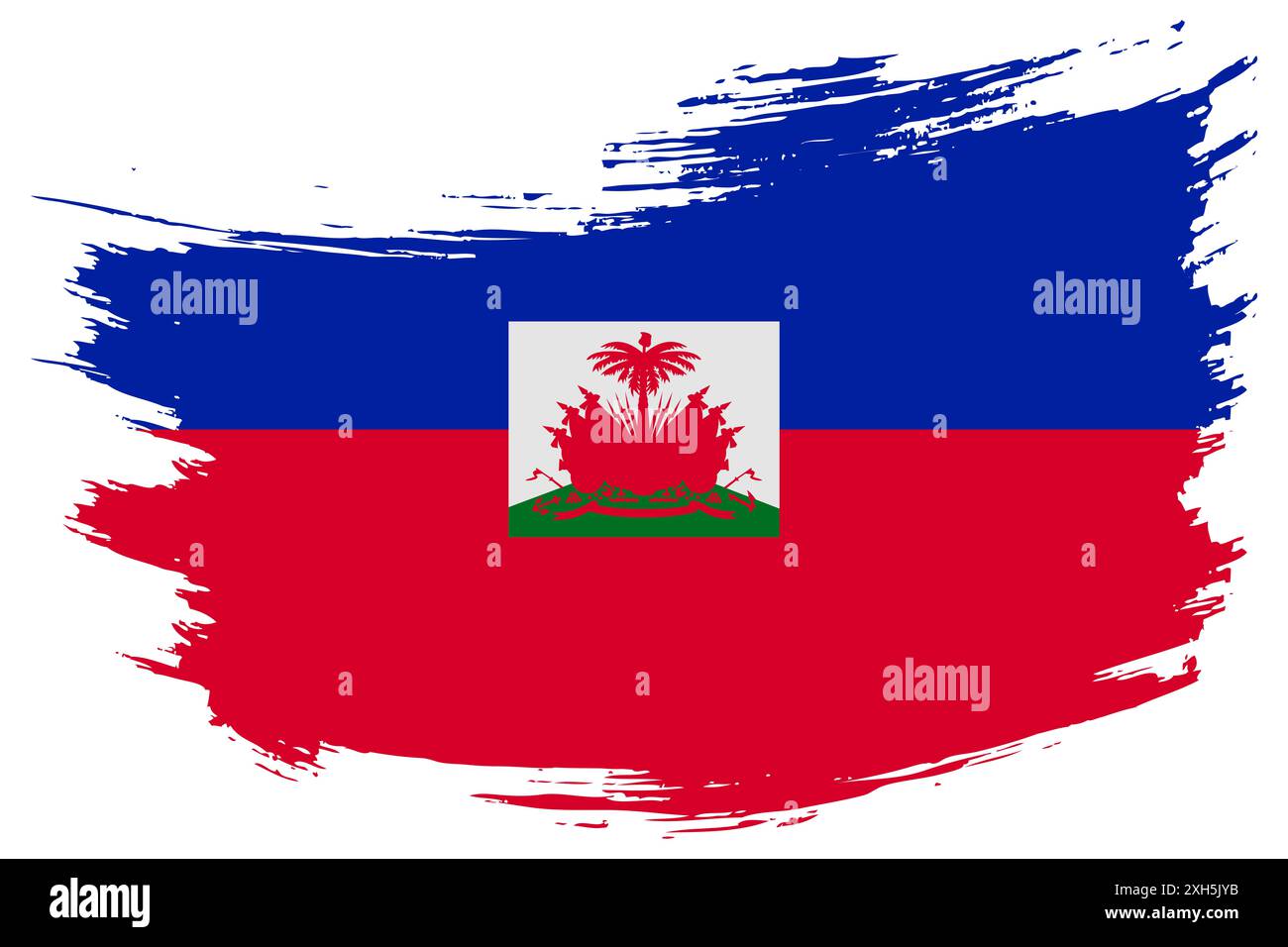 Haiti brush stroke flag background. Hand drawn grunge style Haitian ...