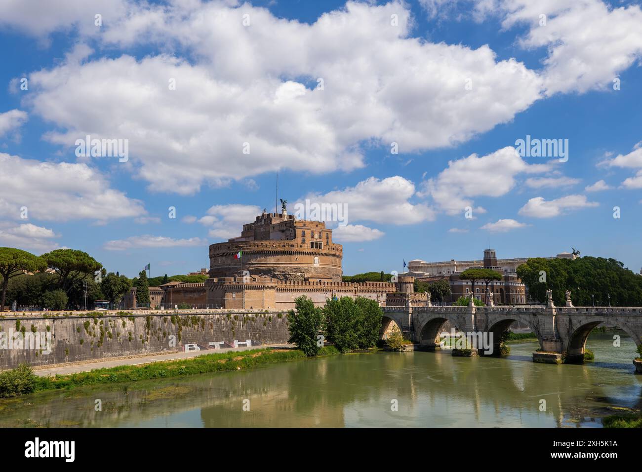 City of Rome in Italy, Castel Sant Angelo (Castle of the Holy Angel), ancient Mausoleum of ...