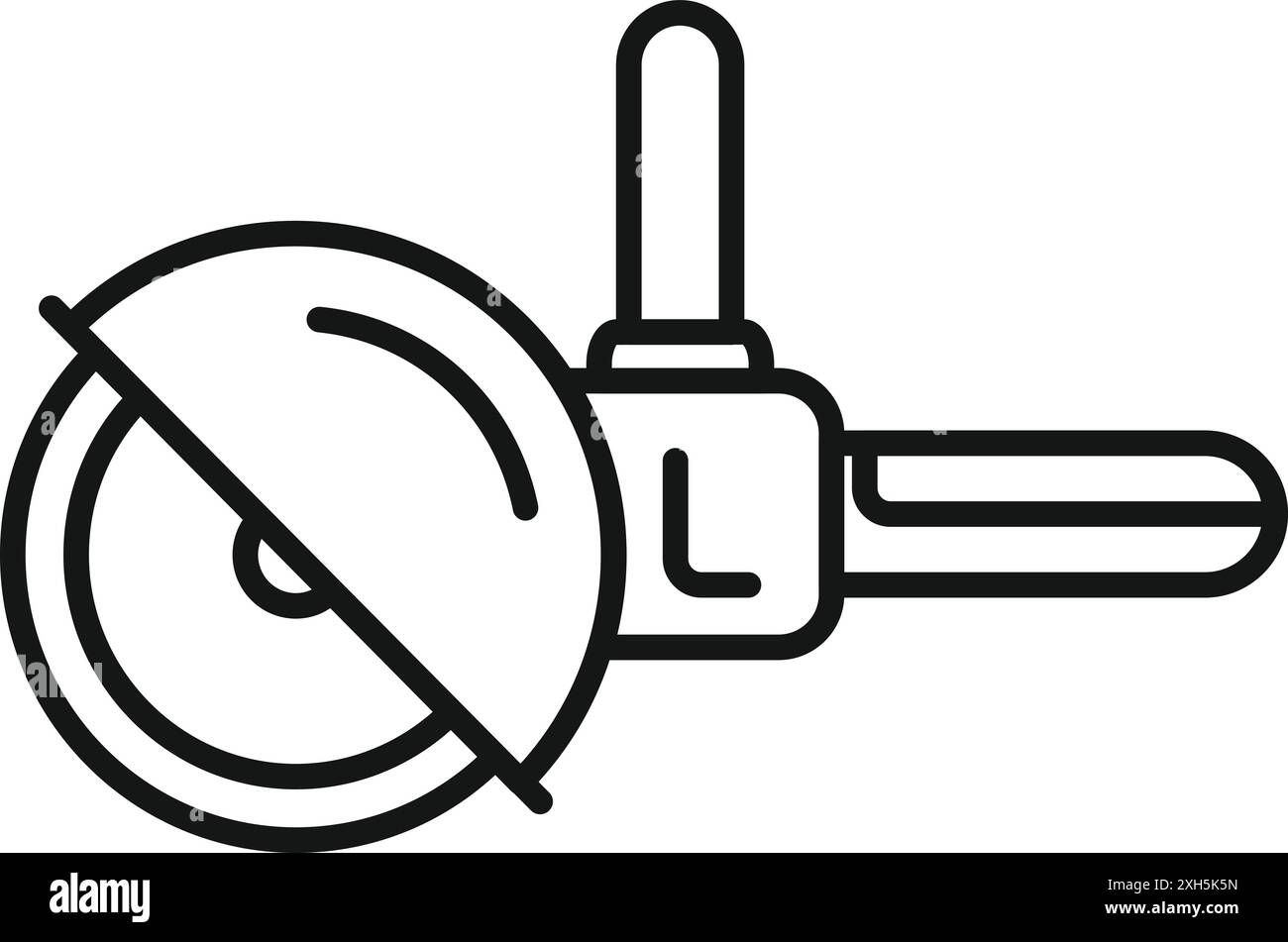 Angle grinder cutting disc icon in outline style for construction and ...