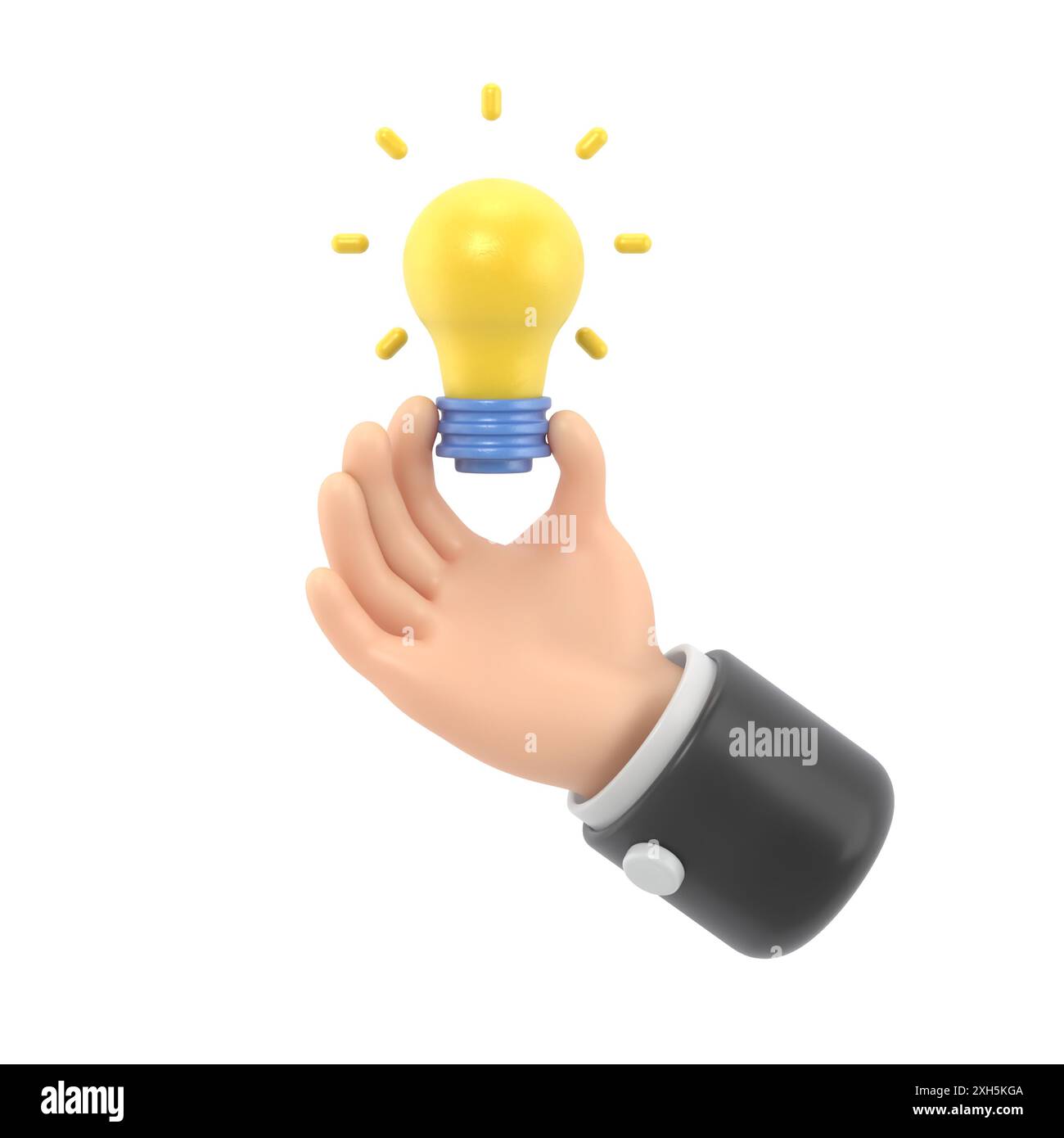 Cartoon Gesture Icon Mockup.3d icon hand holding light bulb gesture ...