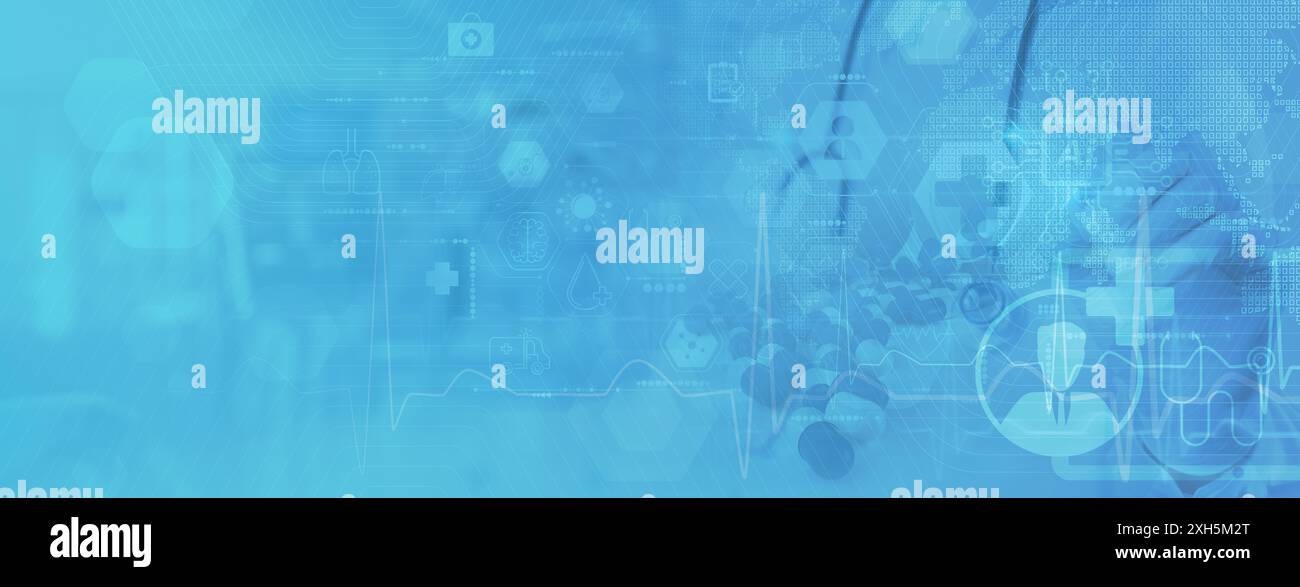 a medical background filled with healthcare icons, data visualizations ...