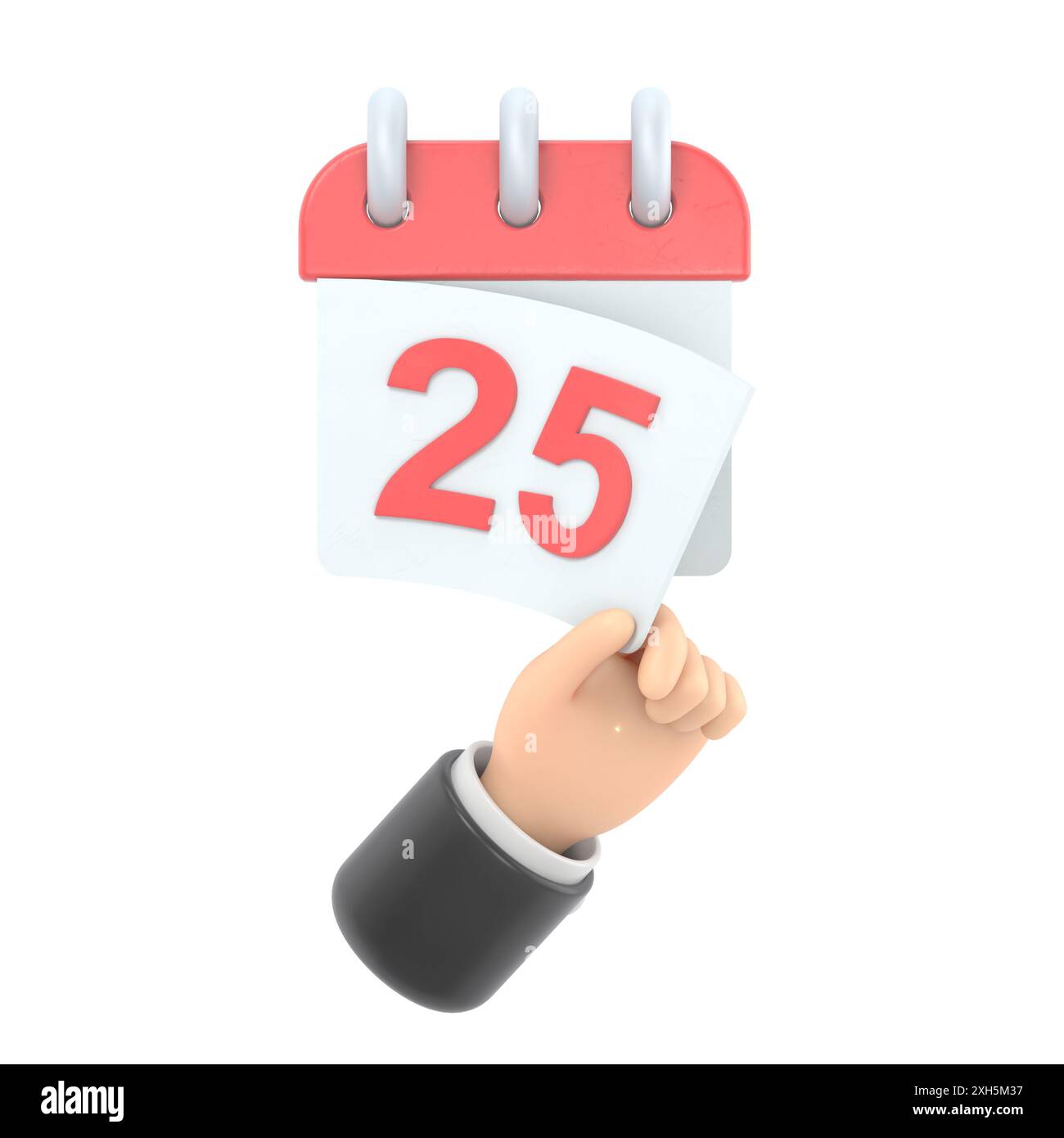 Cartoon Gesture Icon Mockup.Tear off the calendar sheet. 25 is the date ...