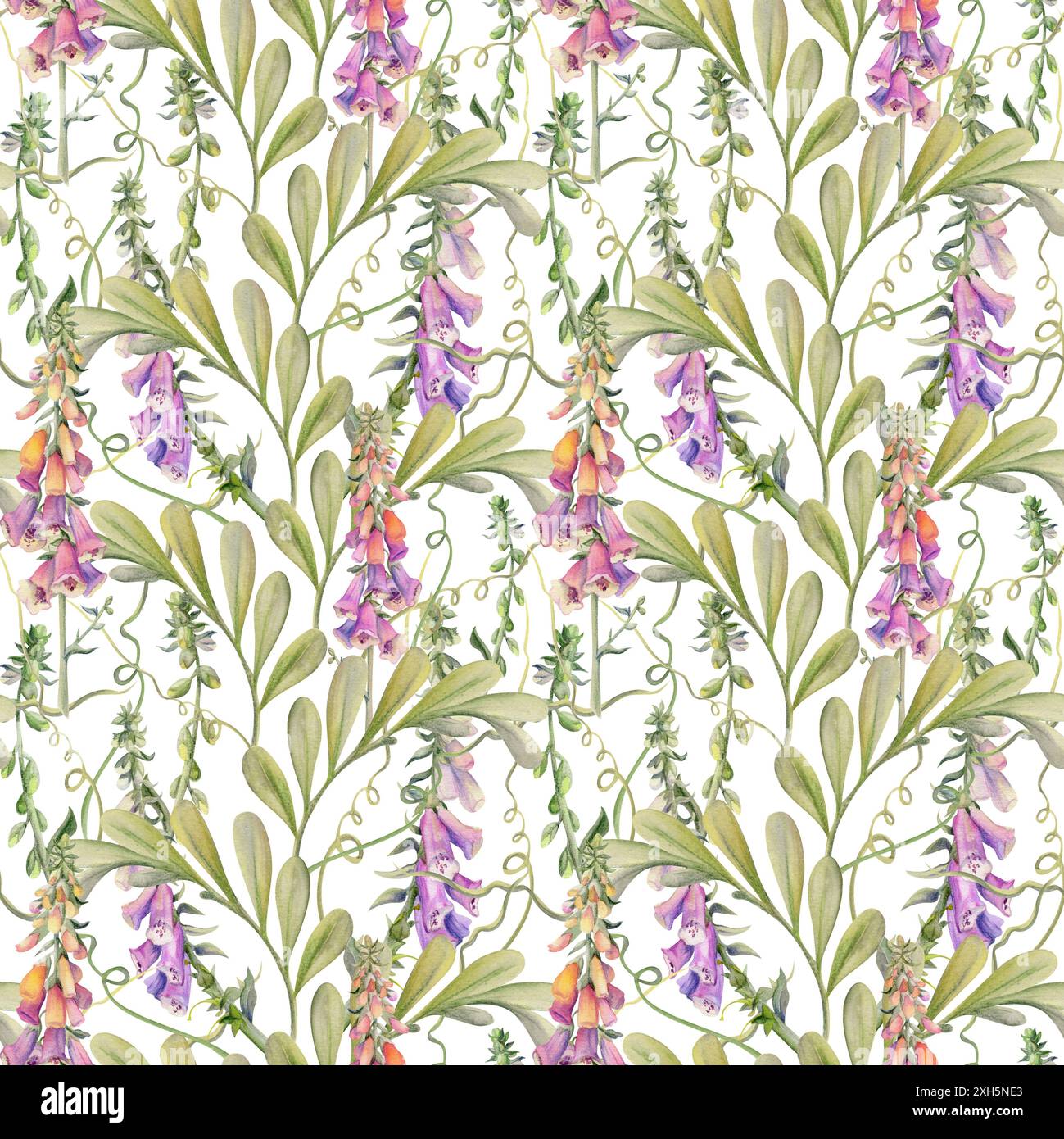 Hand drawn watercolor illustration boho botanical flowers leaves ...