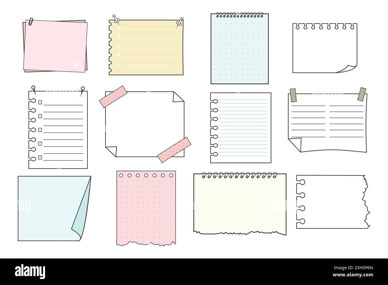 Memo sticky notes, sheet reminder, color office or school pages with ...