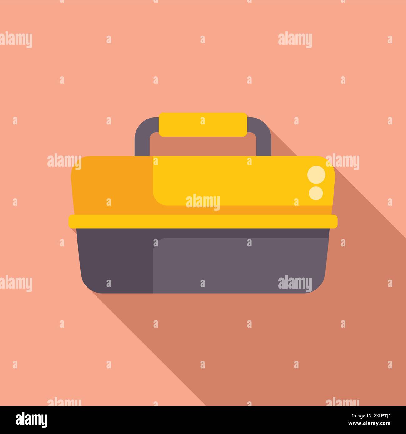 Plastic toolbox with a yellow handle is holding tools for repairing ...