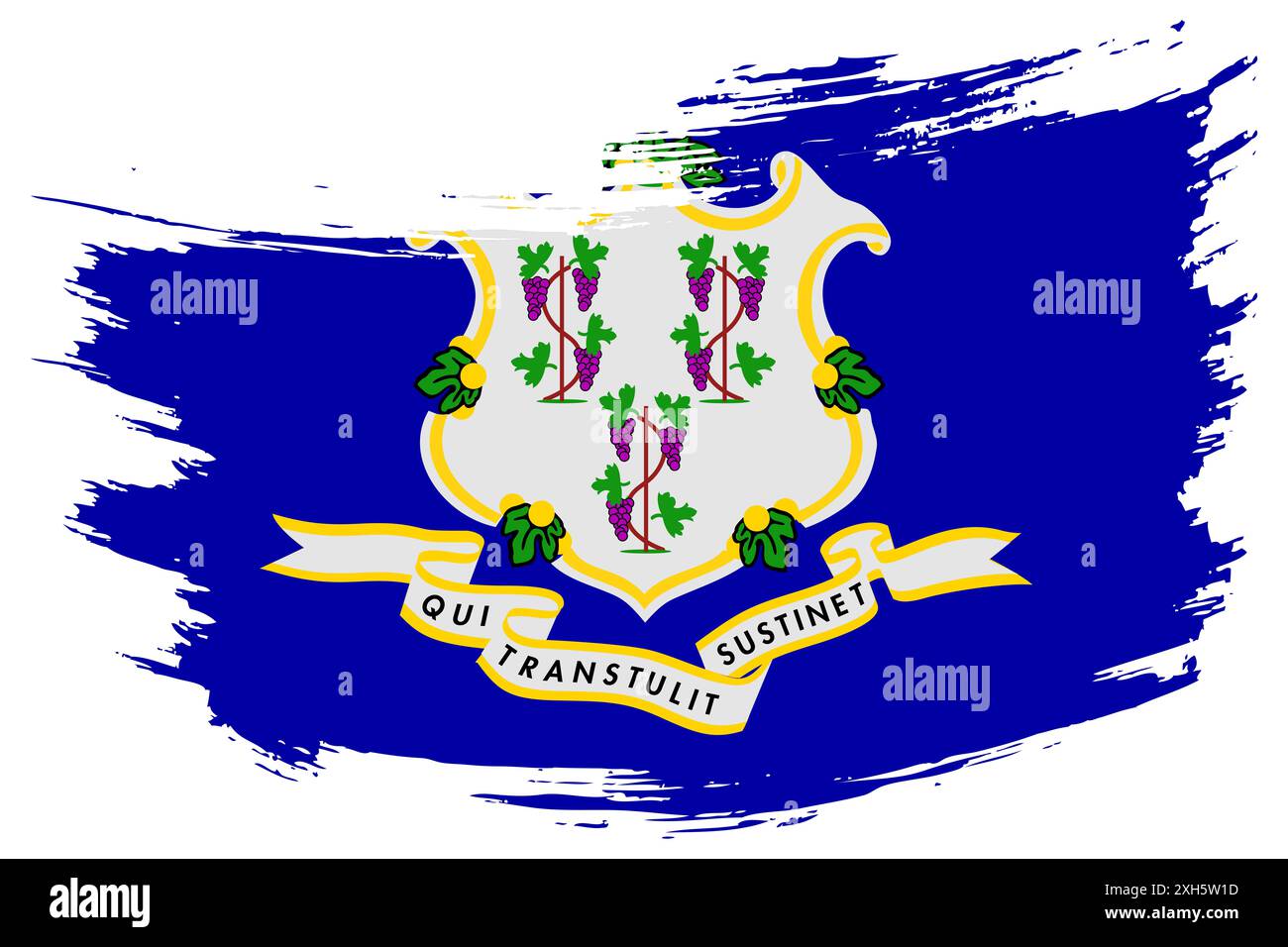 Connecticut US State brush stroke flag background. Hand drawn grunge ...