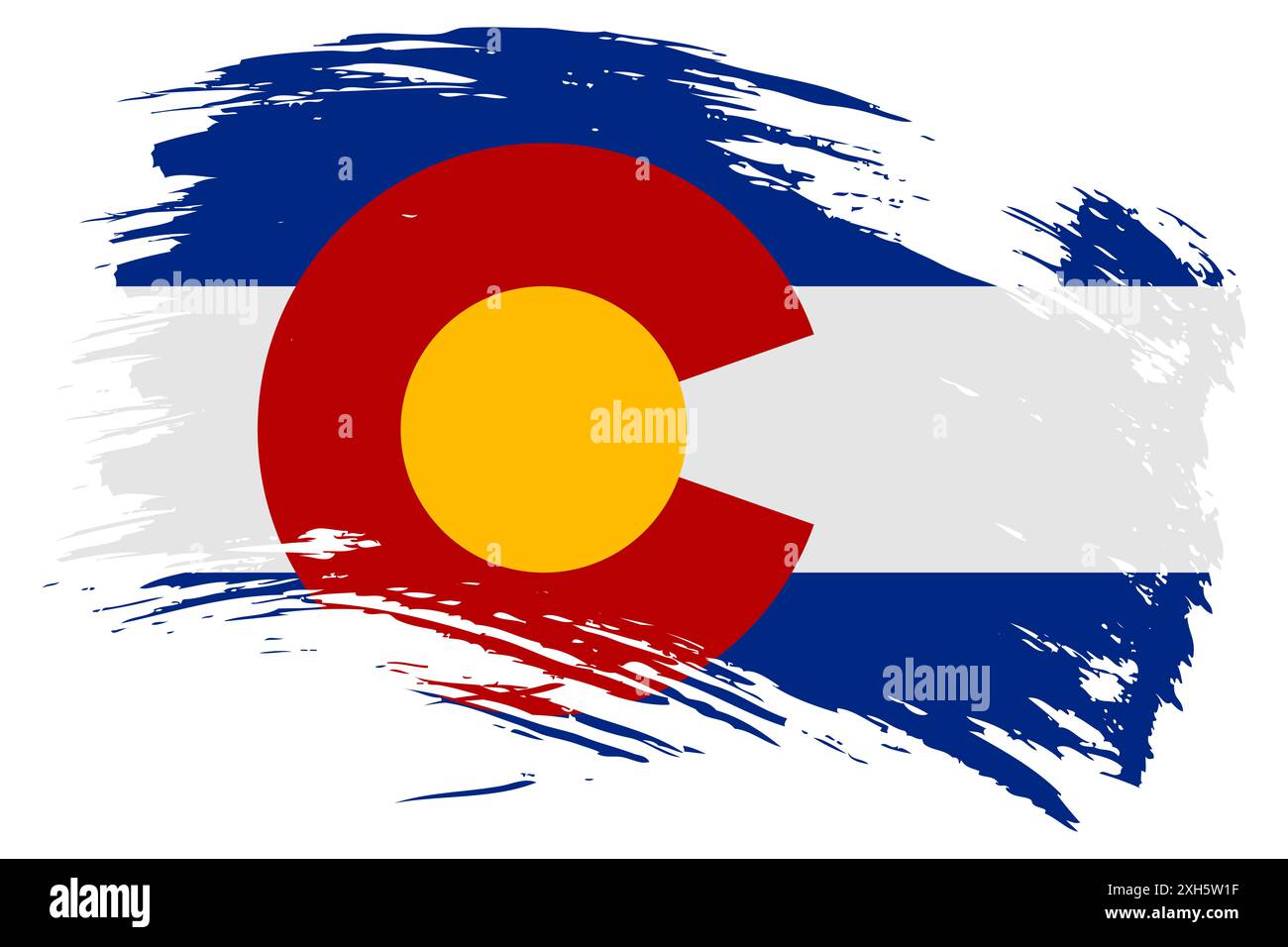 Colorado US State brush stroke flag background. Hand drawn grunge style ...