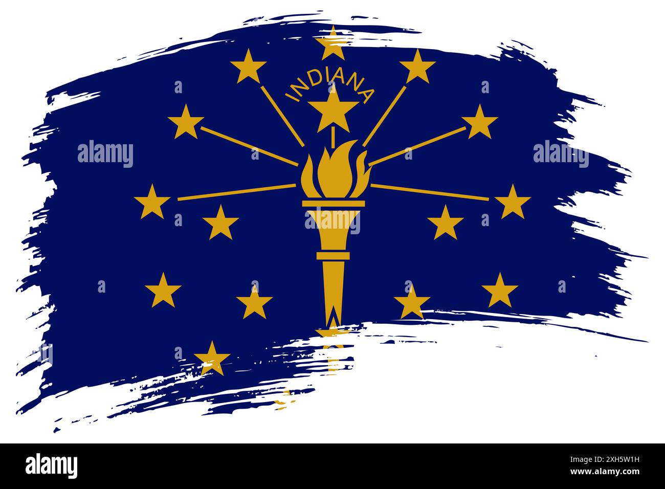 Indiana US State brush stroke flag background. Hand drawn grunge style ...