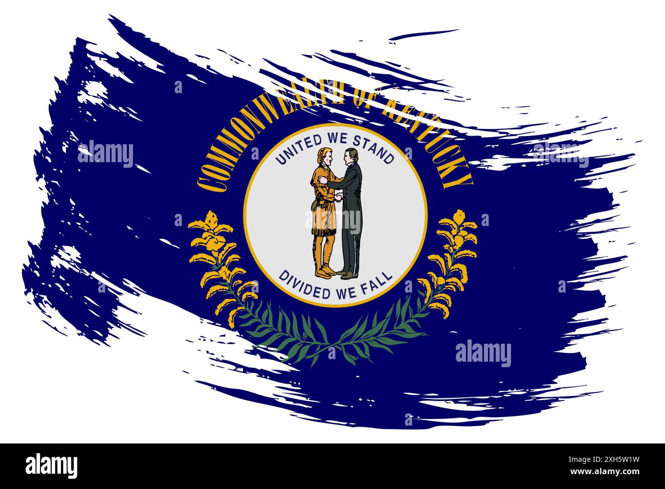 Kentucky US State brush stroke flag background. Hand drawn grunge style ...