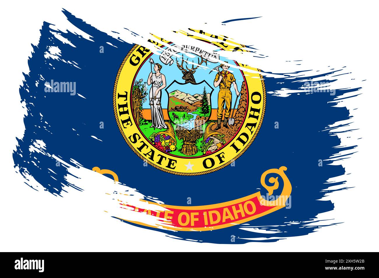 Idaho US State brush stroke flag background. Hand drawn grunge style ...