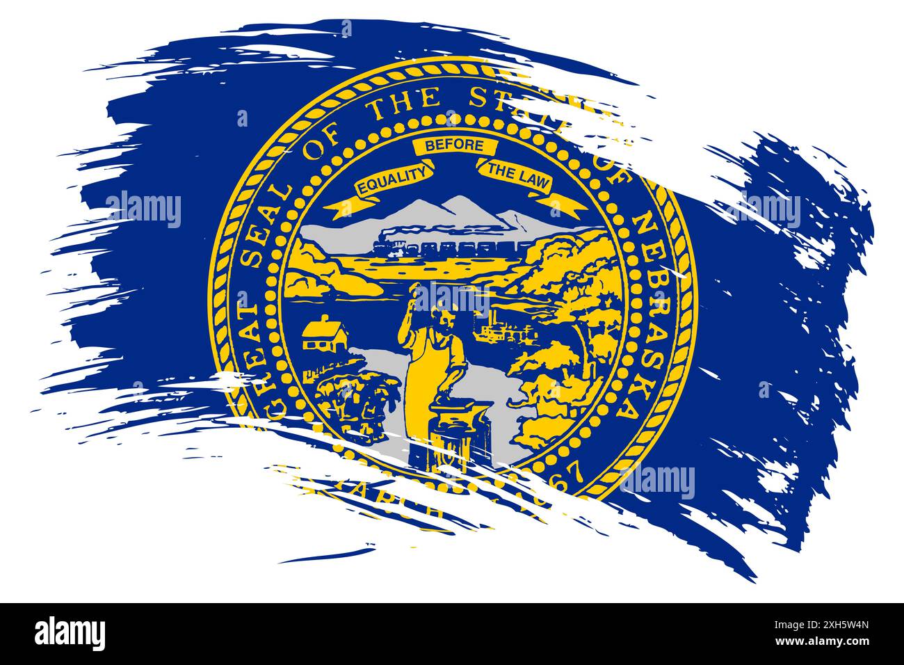 Nebraska US State brush stroke flag background. Hand drawn grunge style ...