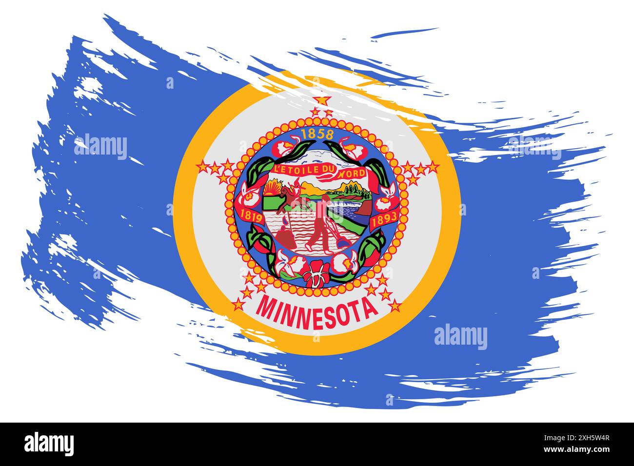 Minnesota US State brush stroke flag background. Hand drawn grunge ...