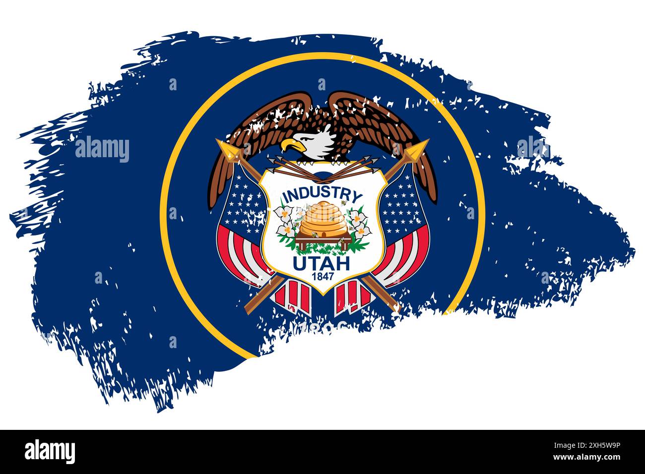 Utah US State brush stroke flag background. Hand drawn grunge style ...