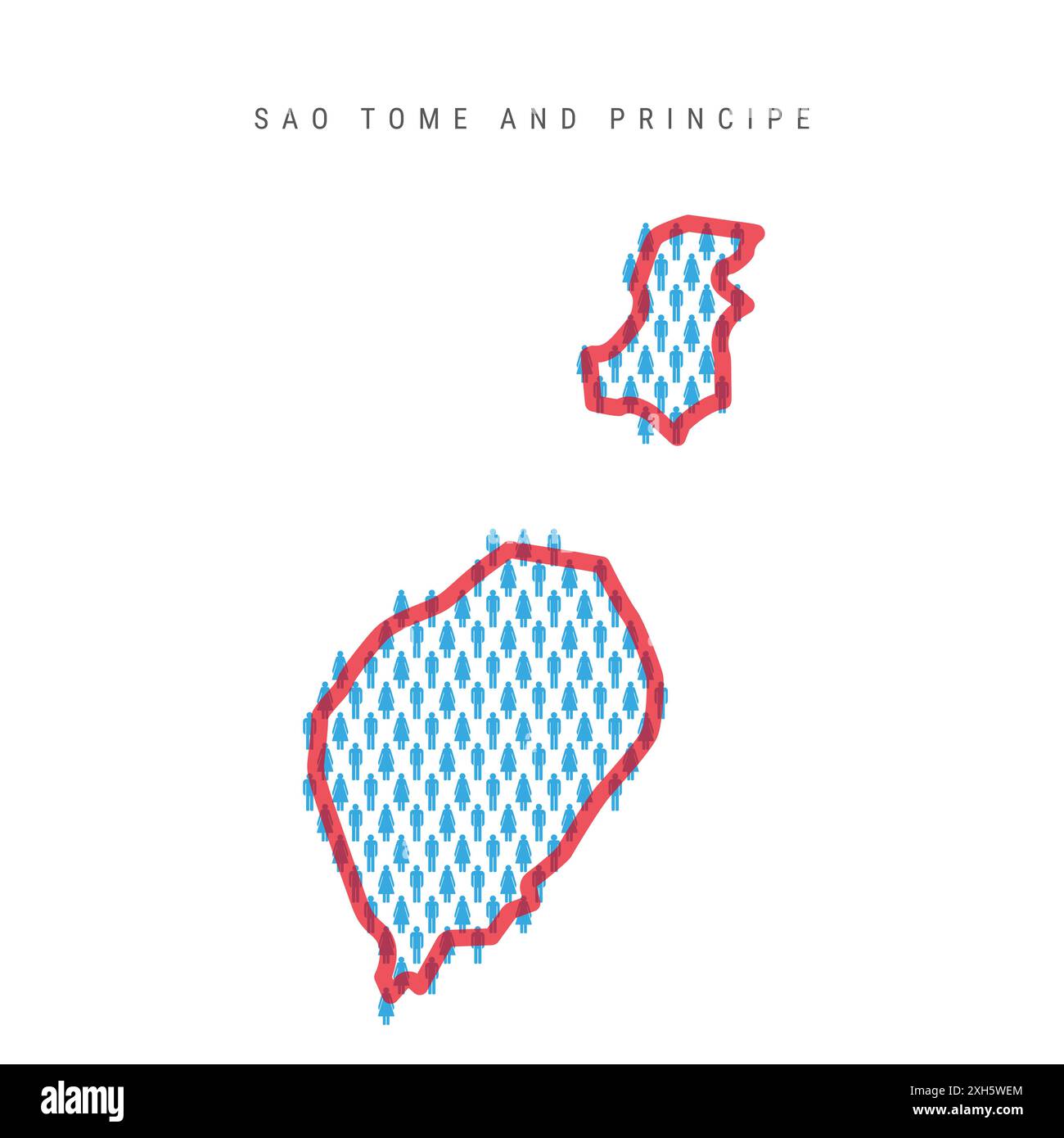Sao Tome and Principe population map. Stick figures people map with ...