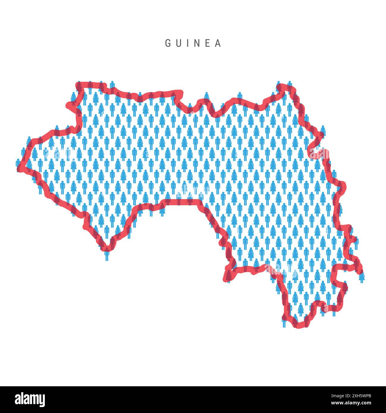 Guinea population map. Stick figures Republic of Guinea people map with ...