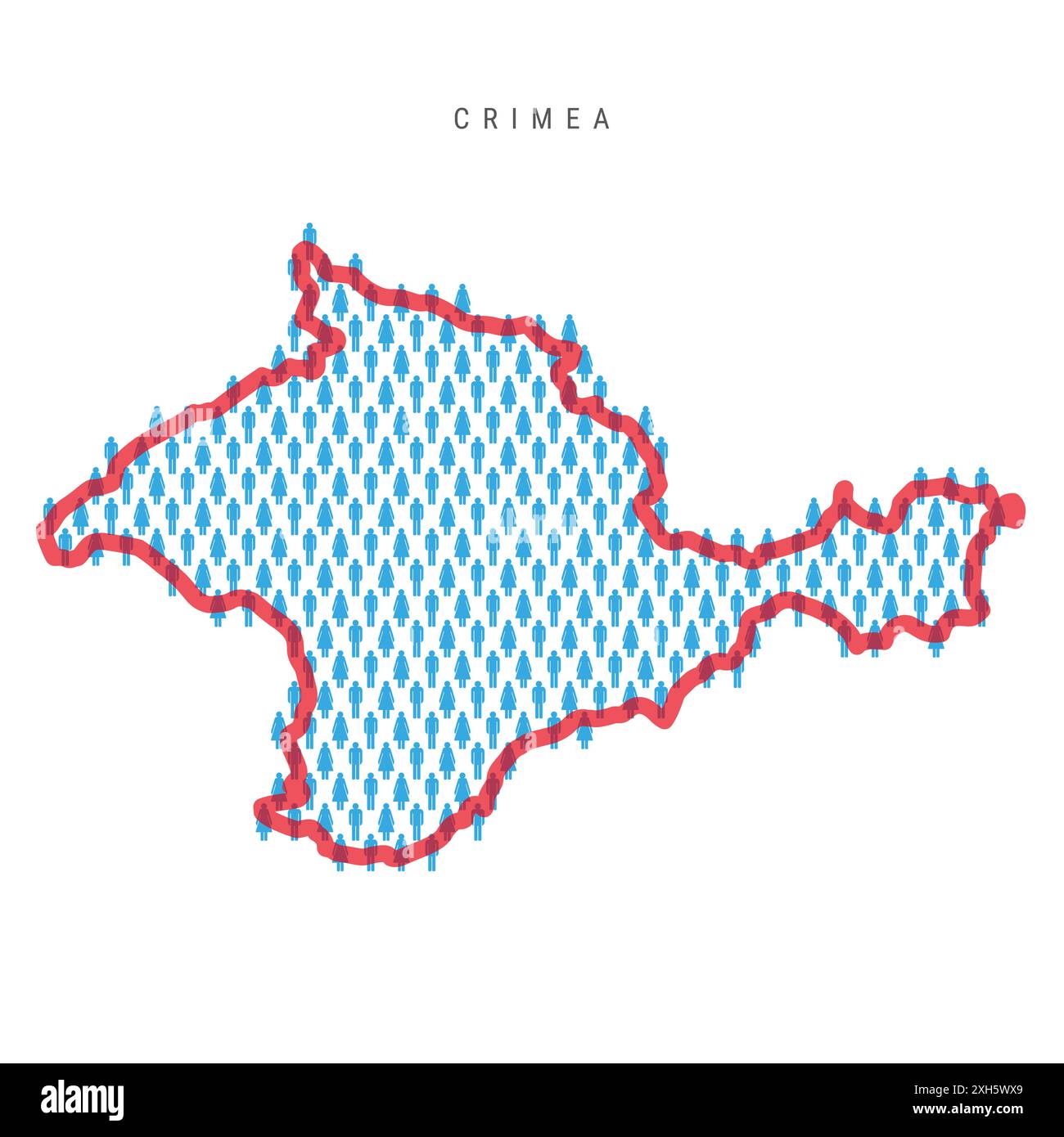 Crimea population map. Stick figures Crimean peninsula people map with ...