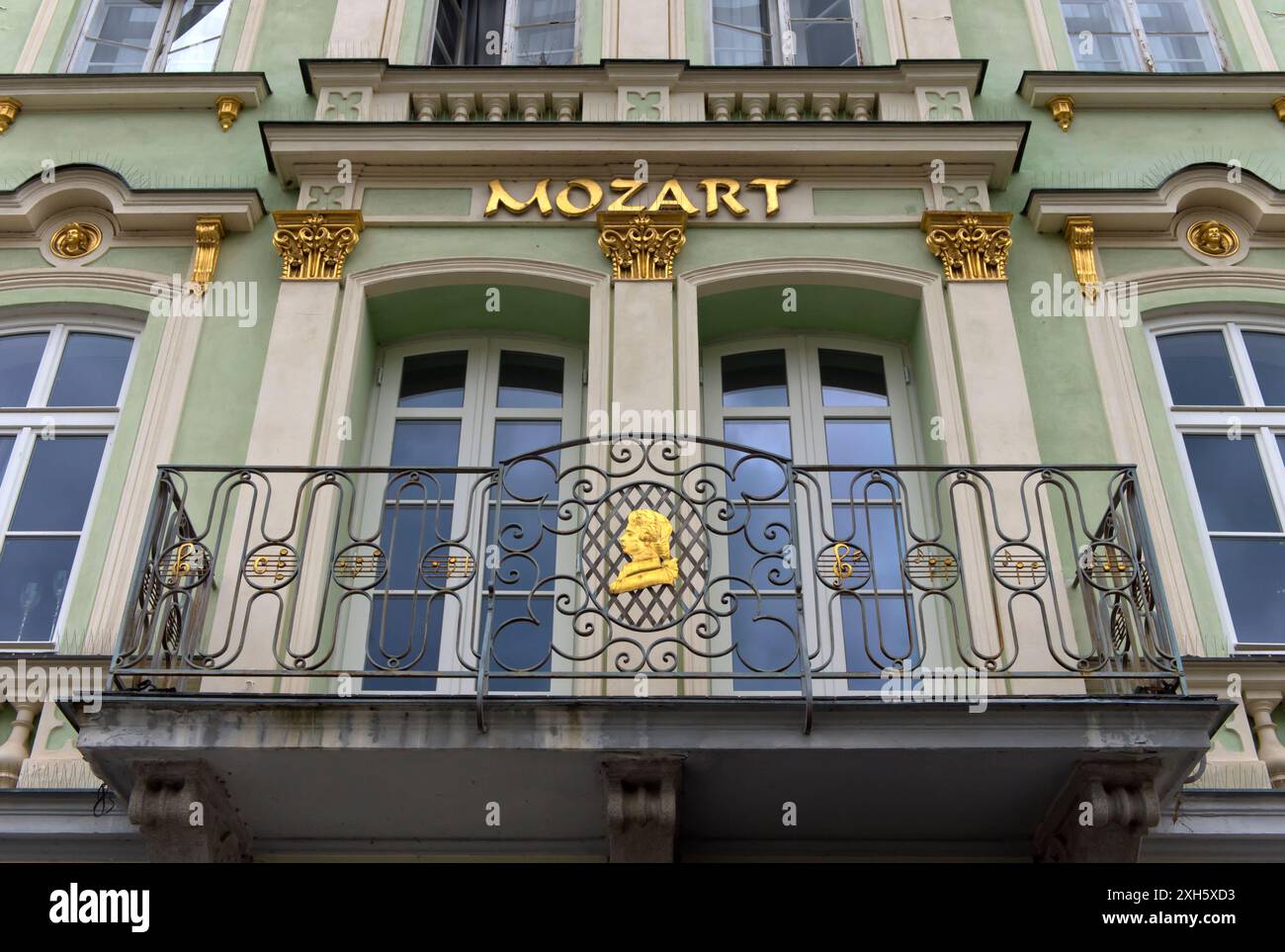 Mozart House in the spa district, Karlovy Vary, Bohemia, Czech Republic ...