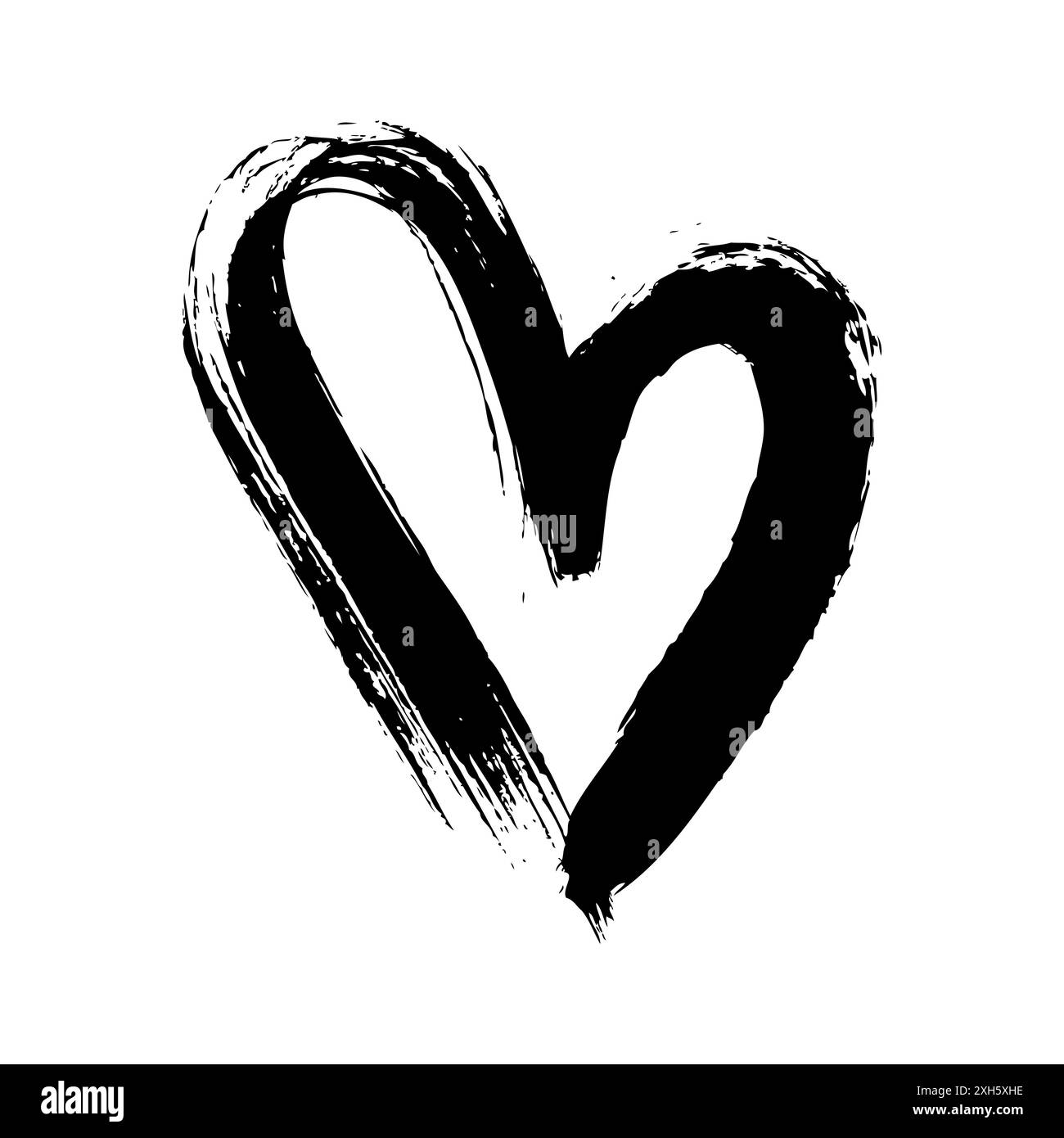 Heart love shape brush stroke black icon. One-stroke drawing. Hand ...