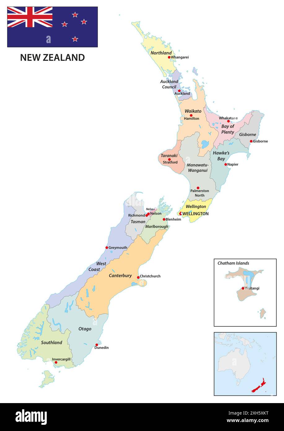 New Zealand Map With Geo Features National Geographic New Zealand Wall