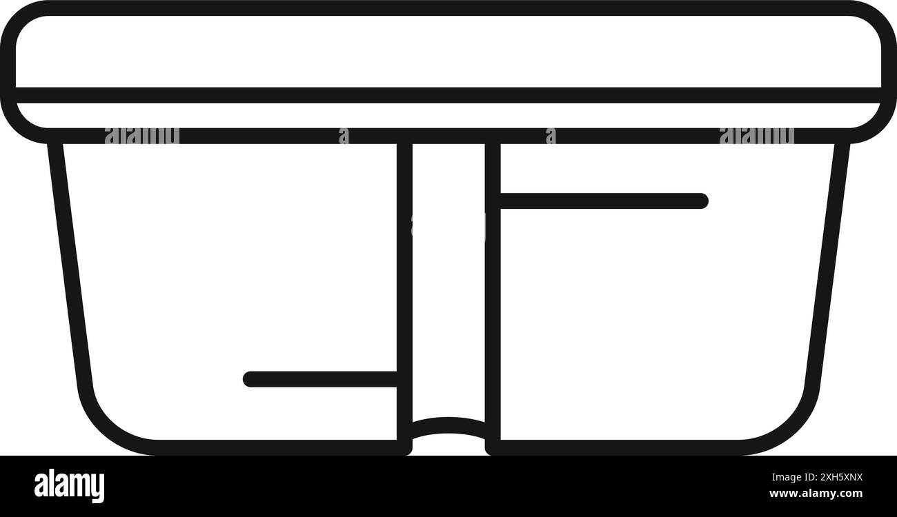 Simple line icon of a plastic lunch box with separate compartments ...