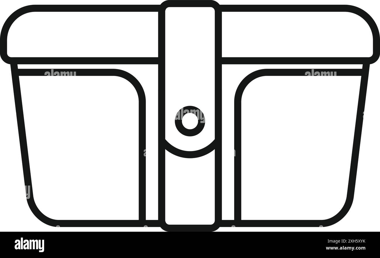 This lunch box illustration features a secure clasp, emphasizing its ...