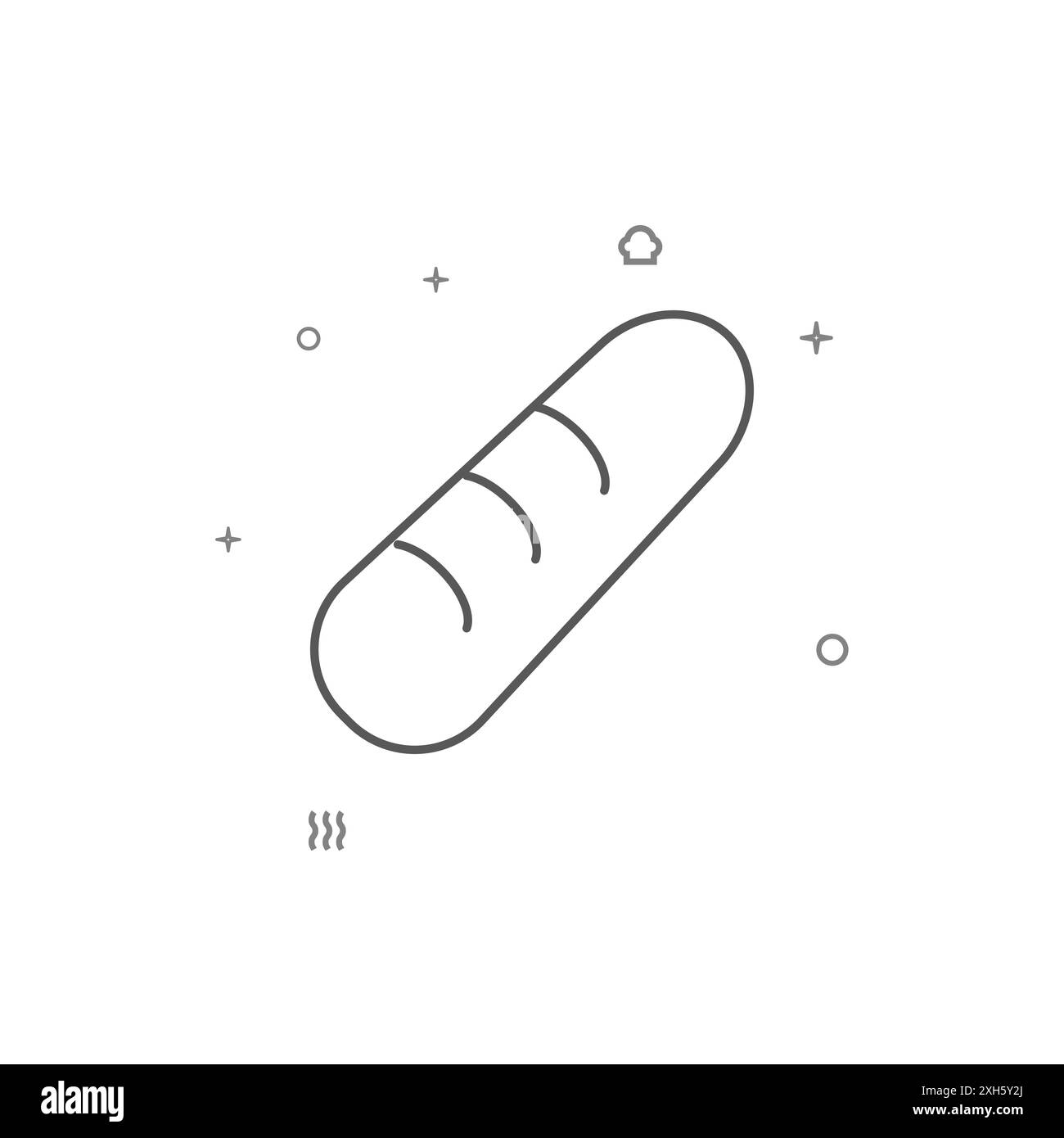 Bread, baguette simple line icon. Symbol, pictogram, sign isolated on ...