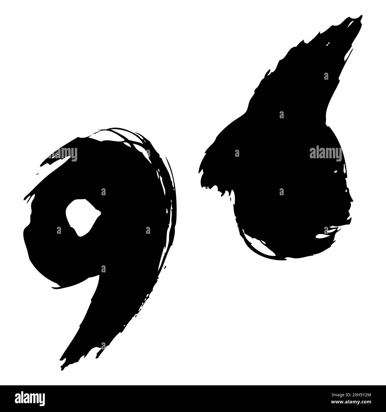 Commas, quotes or numbers 96 brush stroke black icon. One-stroke ...