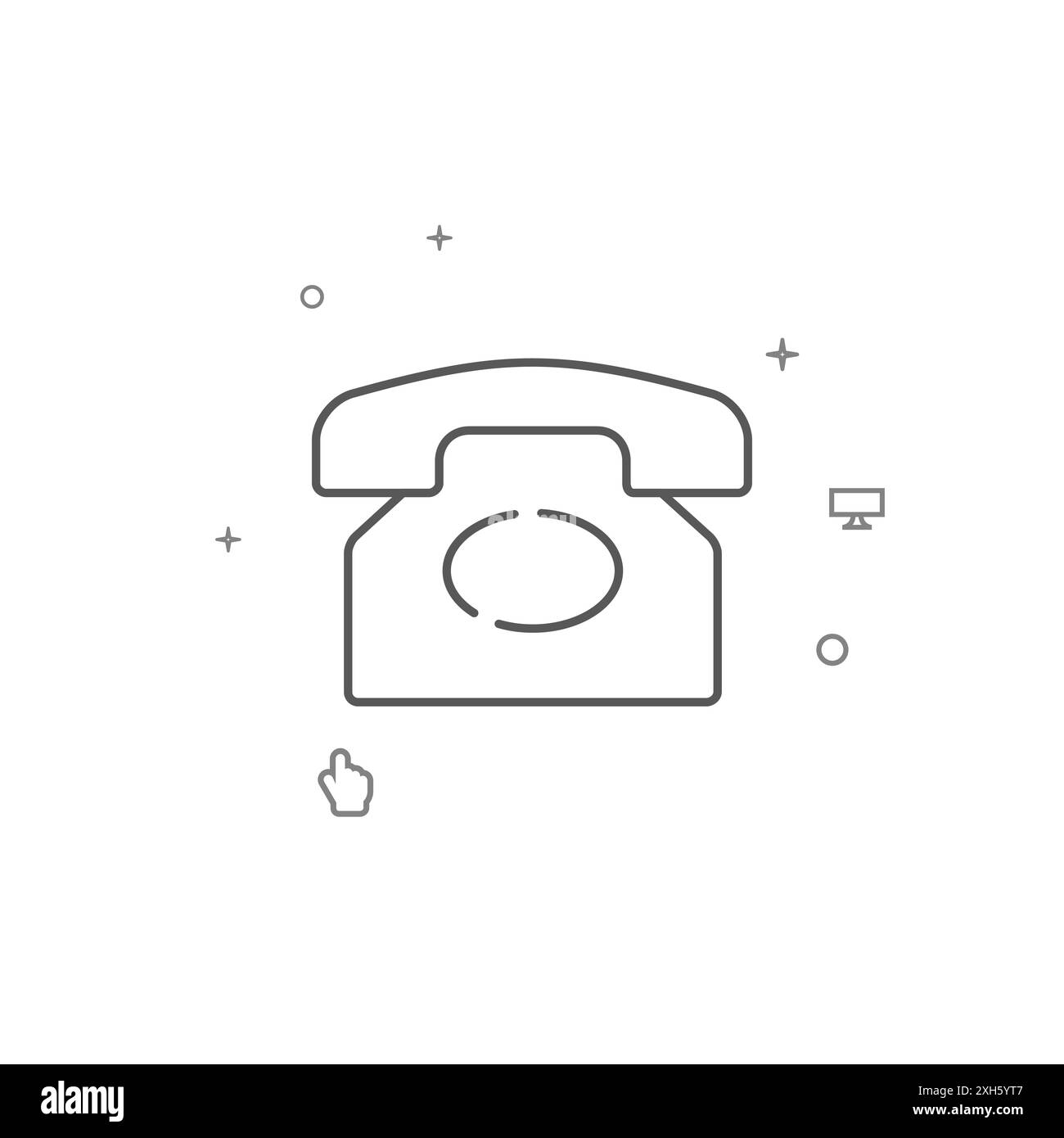 Rotary telephone simple line icon. Symbol, pictogram, sign isolated on ...
