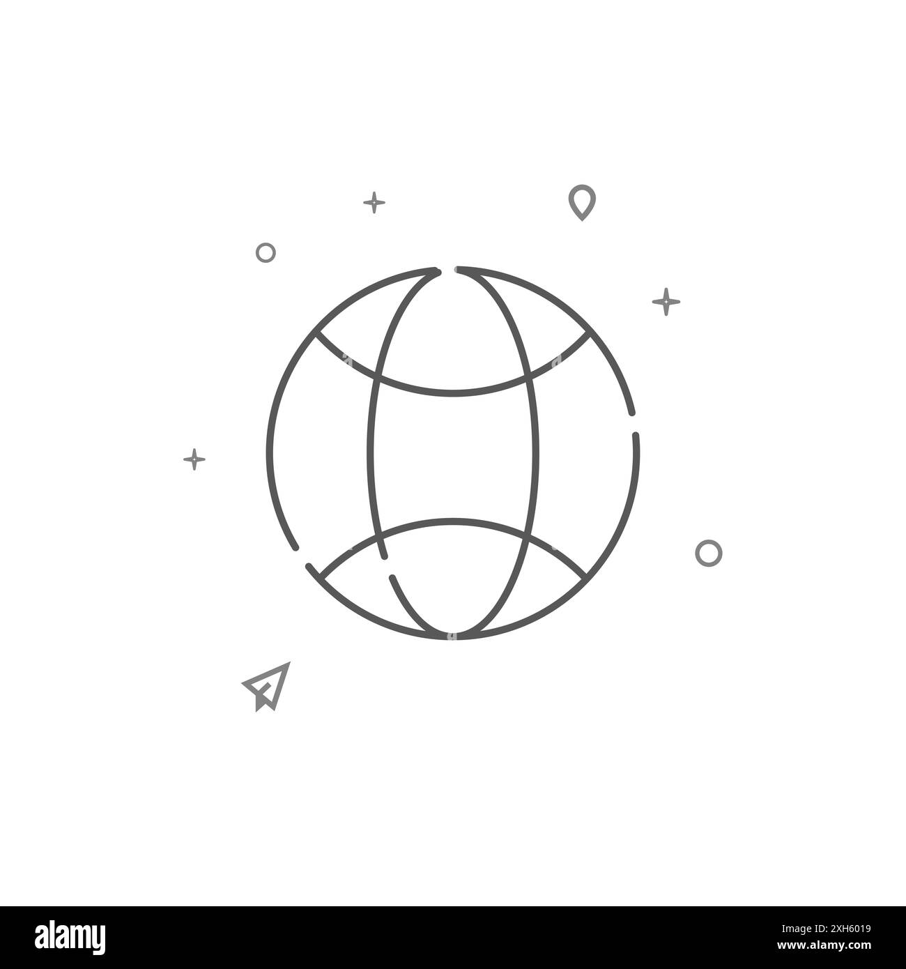 Planet, globe simple line icon. Symbol, pictogram, sign isolated on ...
