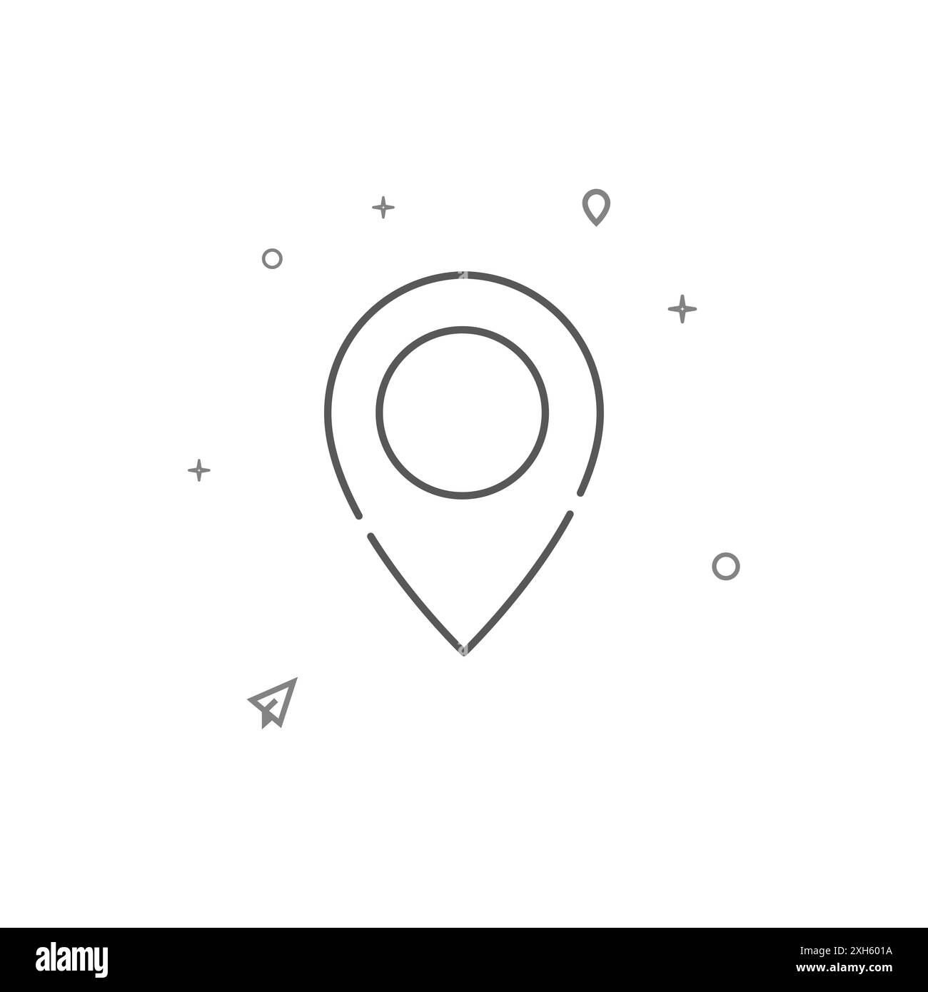 Map pin, location simple line icon. Symbol, pictogram, sign isolated on ...
