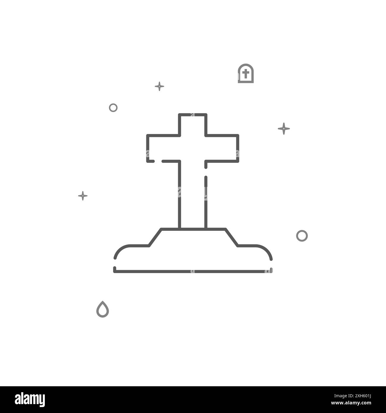 Grave, burial simple line icon. Symbol, pictogram, sign isolated on ...