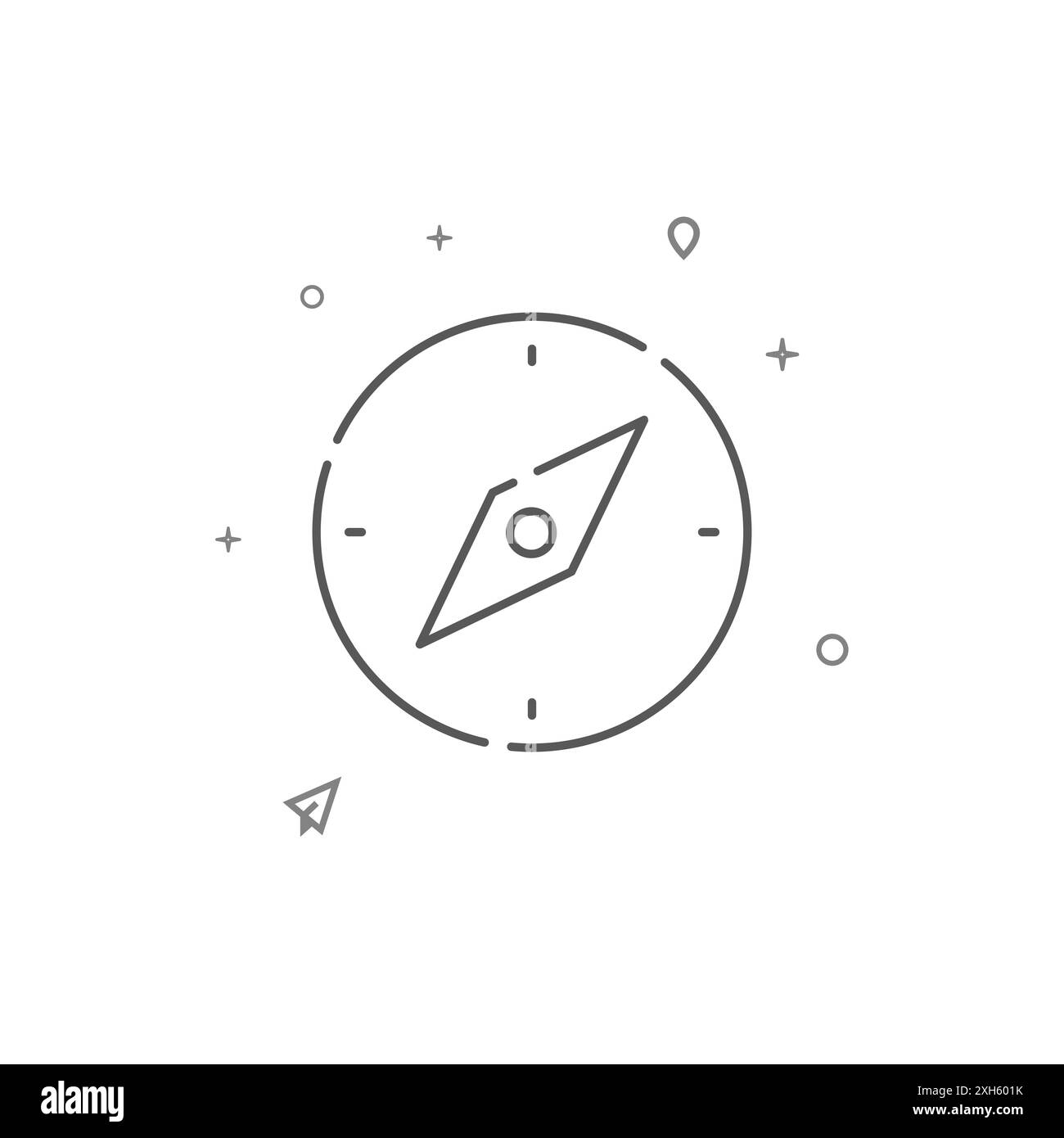 Compass, route simple line icon. Symbol, pictogram, sign isolated on ...