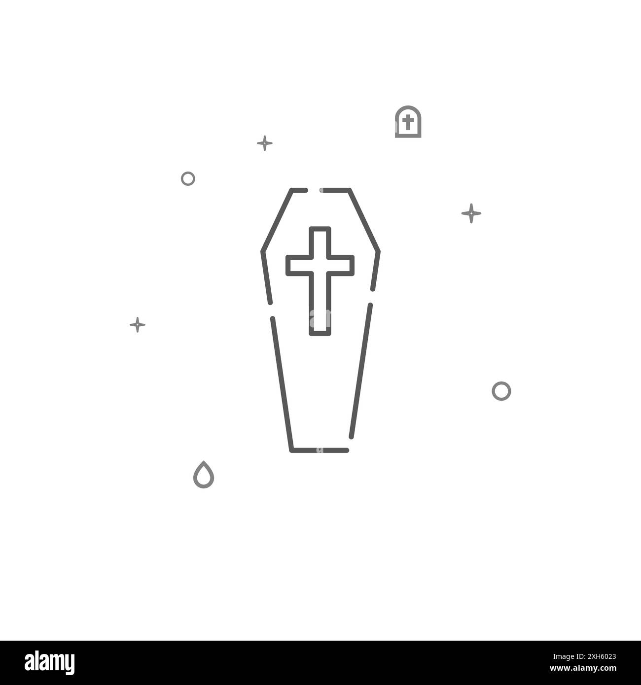 Coffin, deceased simple line icon. Symbol, pictogram, sign isolated on ...