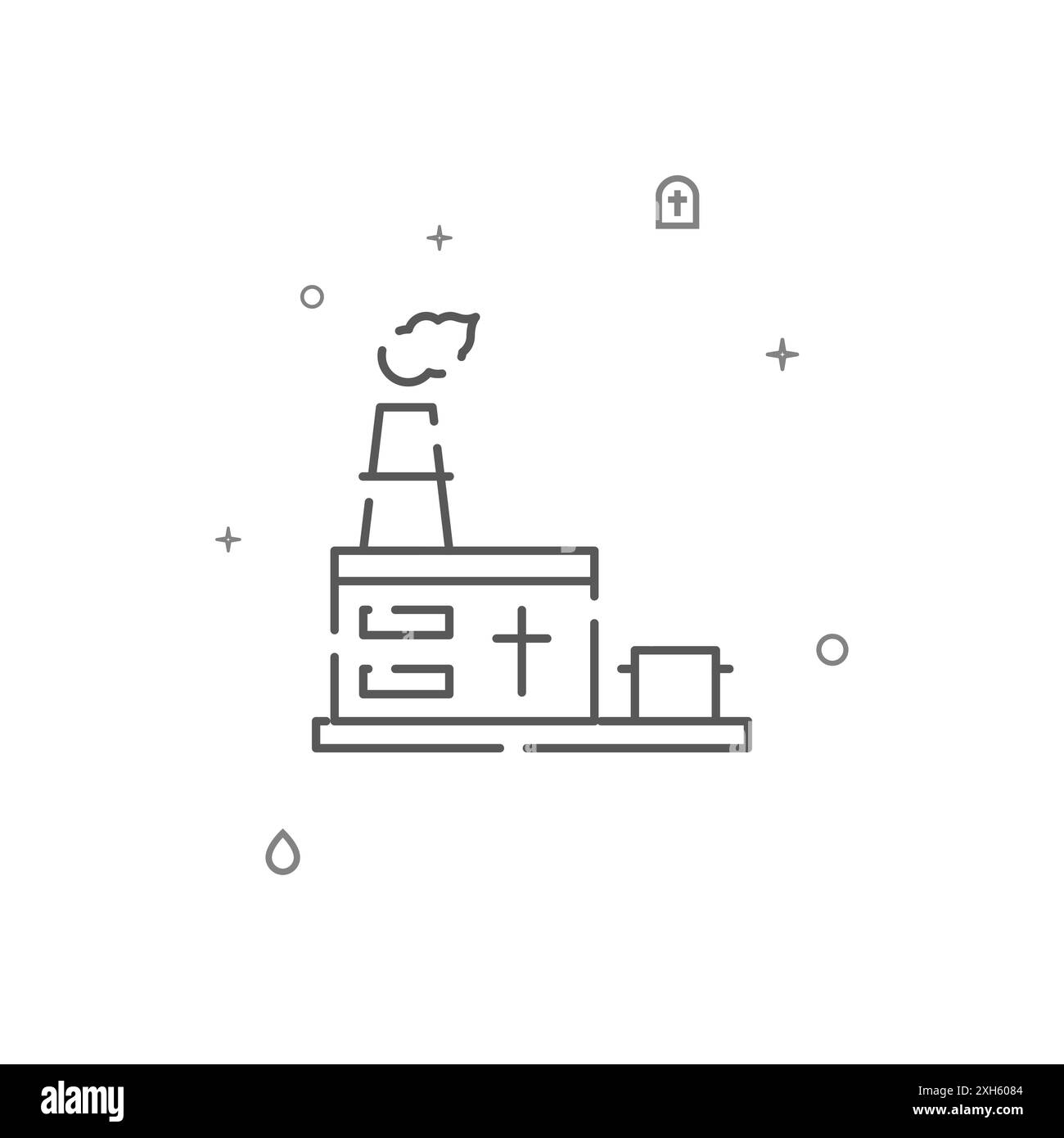 Crematorium, cremation simple line icon. Symbol, pictogram, sign ...