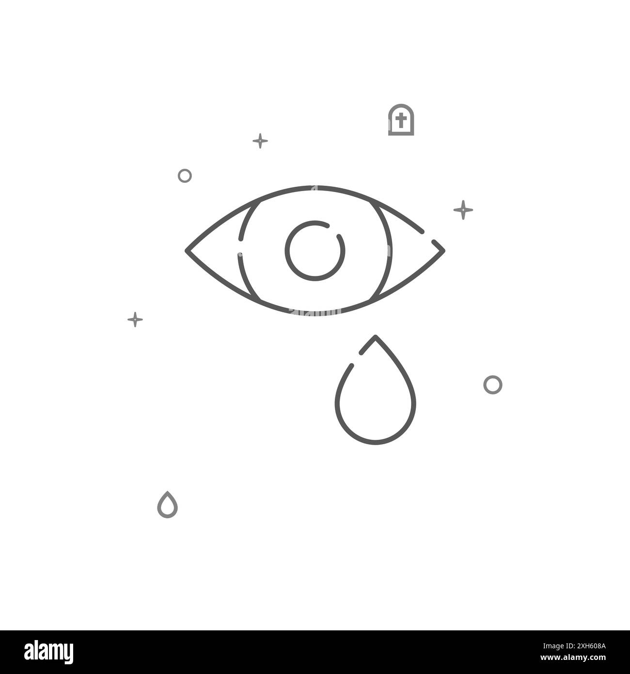 Crying, sorrow simple line icon. Symbol, pictogram, sign isolated on ...