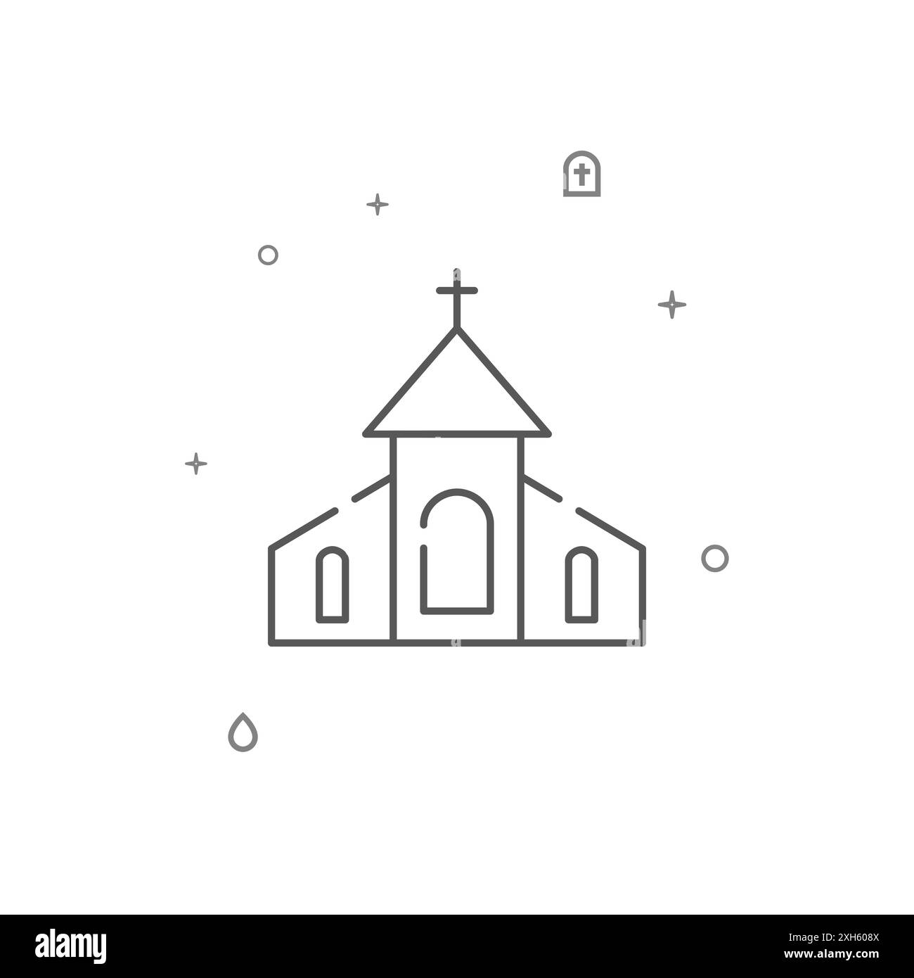 Chapel, church simple line icon. Symbol, pictogram, sign isolated on ...