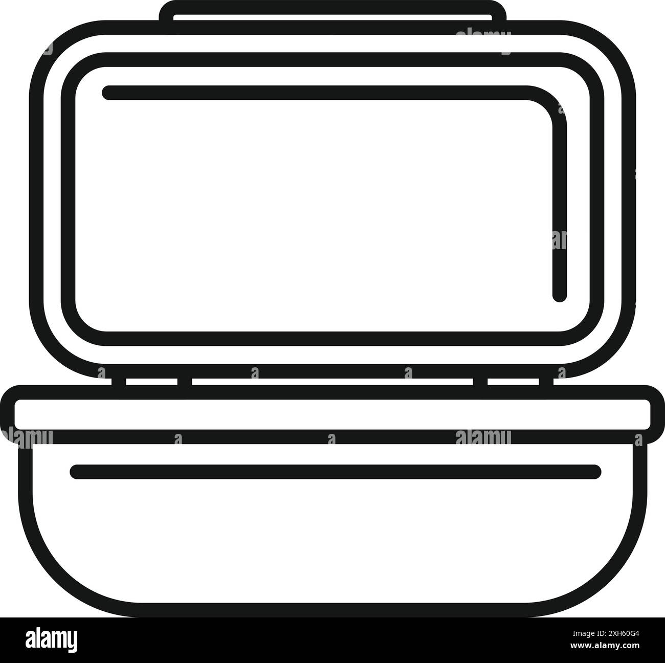 Simple line icon illustration of an open lunch box, ready for a meal ...