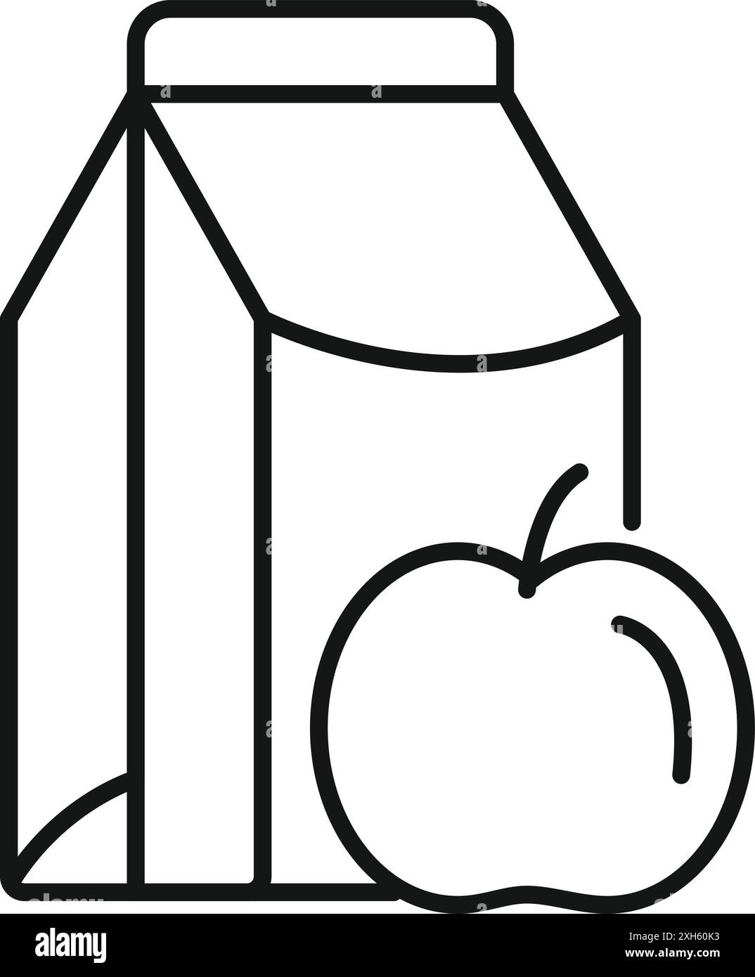 Line art icon of a school lunch milk carton with an apple, promoting ...