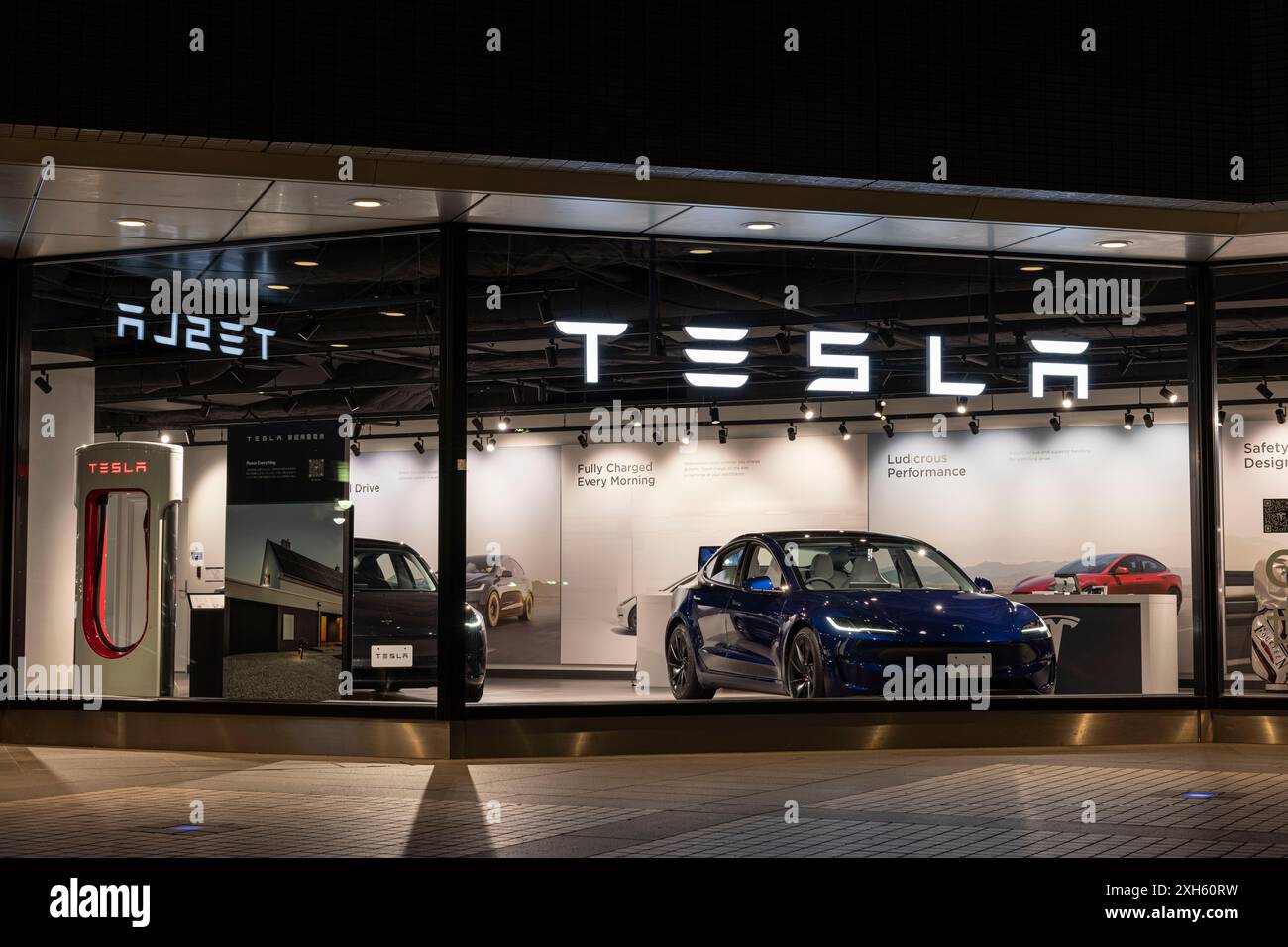 Tokyo, Japan. 11th July, 2024. Tesla model Y and model 3 seen on ...