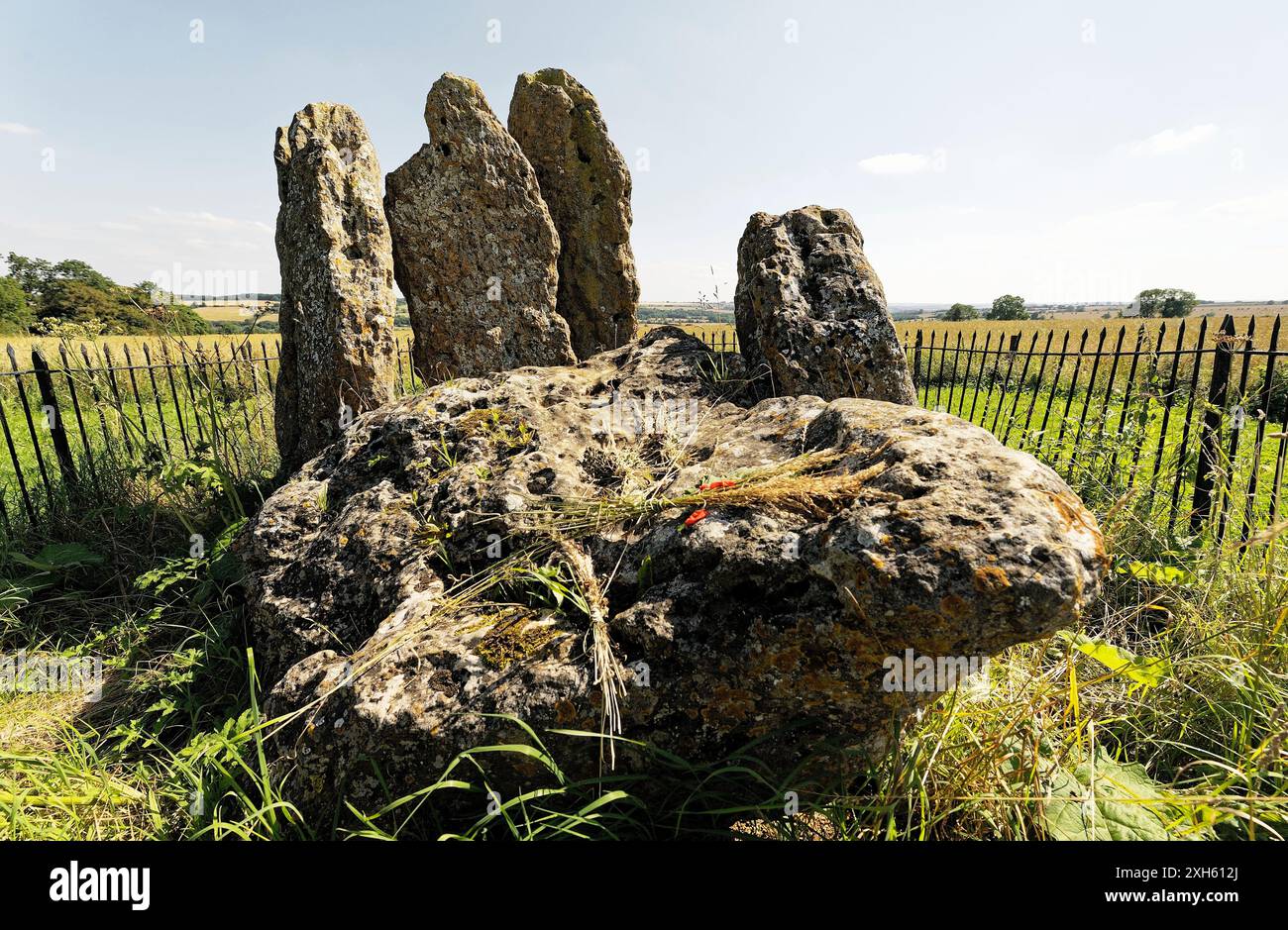 The Neolithic prehistoric Whispering Knights burial dolmen. Part of the ...