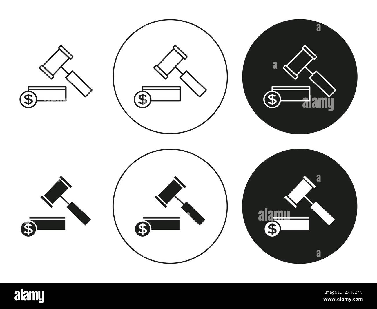 Auction icon Vector symbol or sign set collection in black and white ...