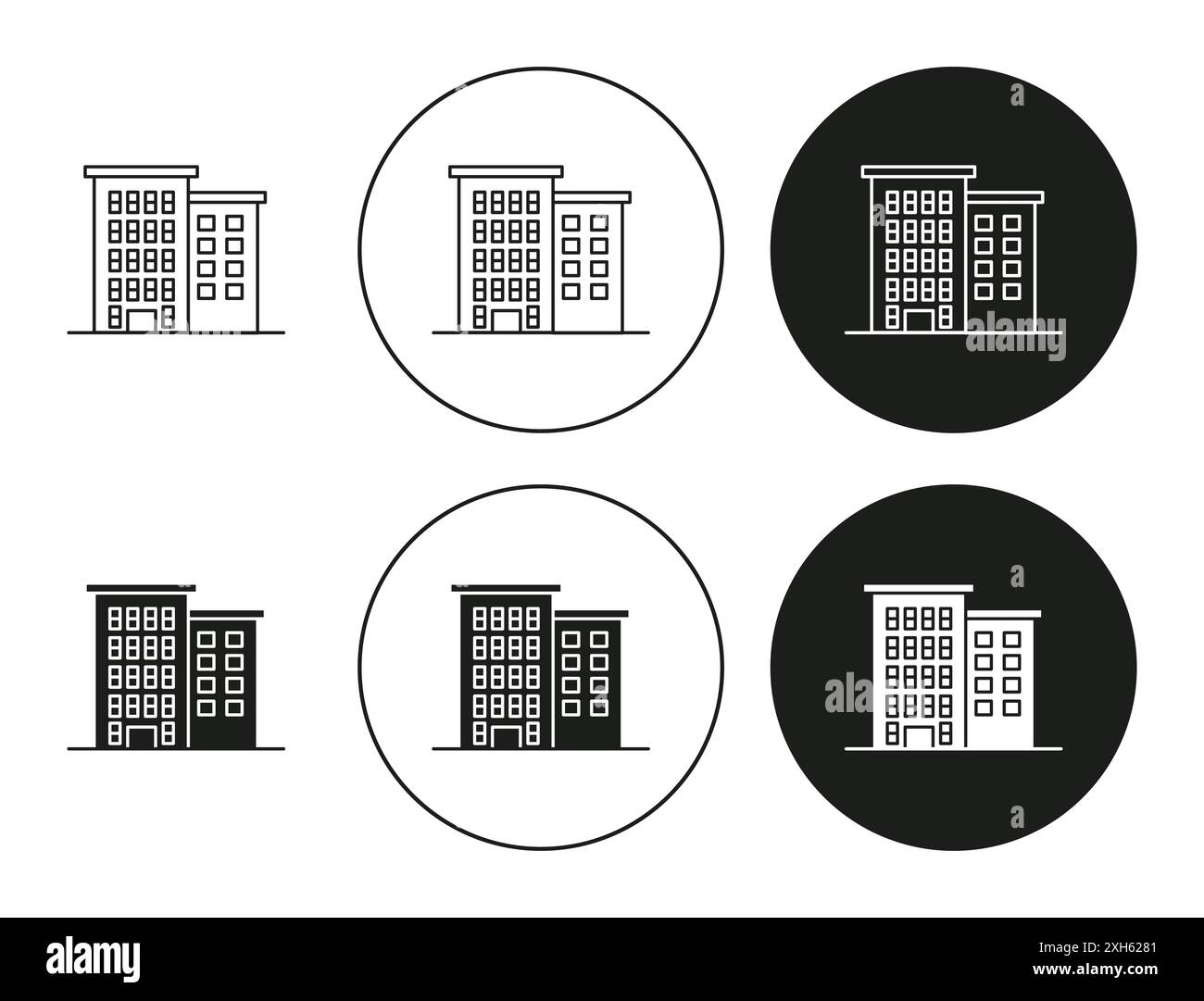 Apartment icon Vector symbol or sign set collection in black and white ...
